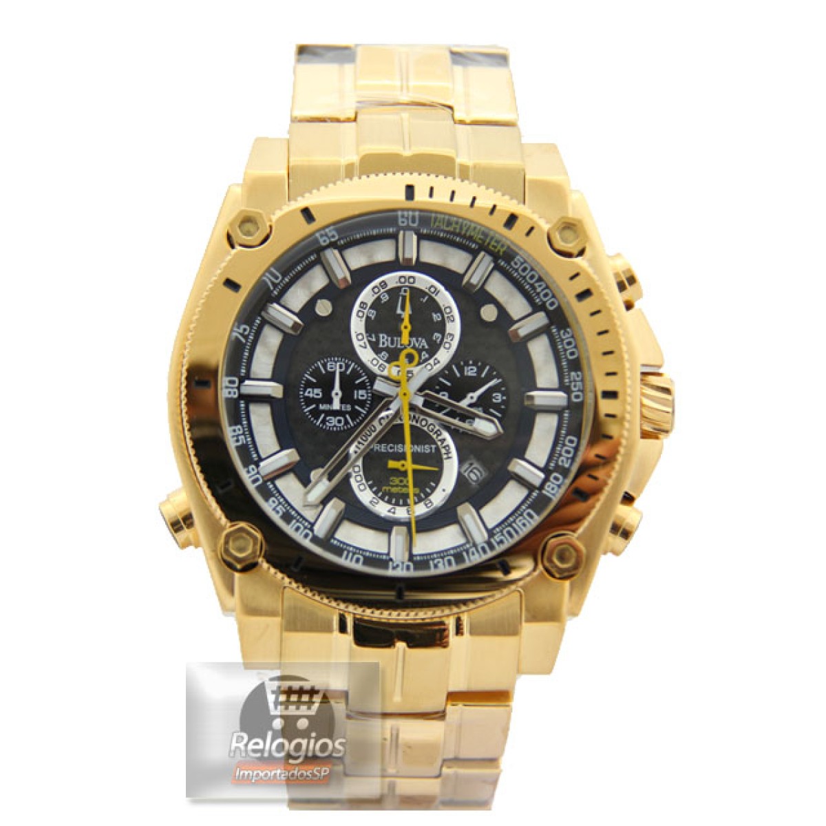 Relógio Réplica Bulova 96b175 Gold Black