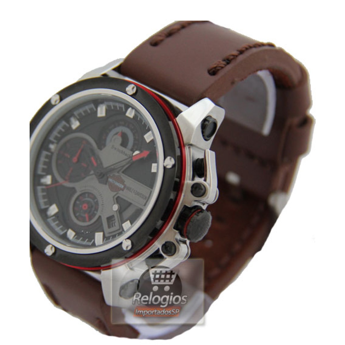 Relógio Réplica Harley Davidson Black Red ( 1509 )
