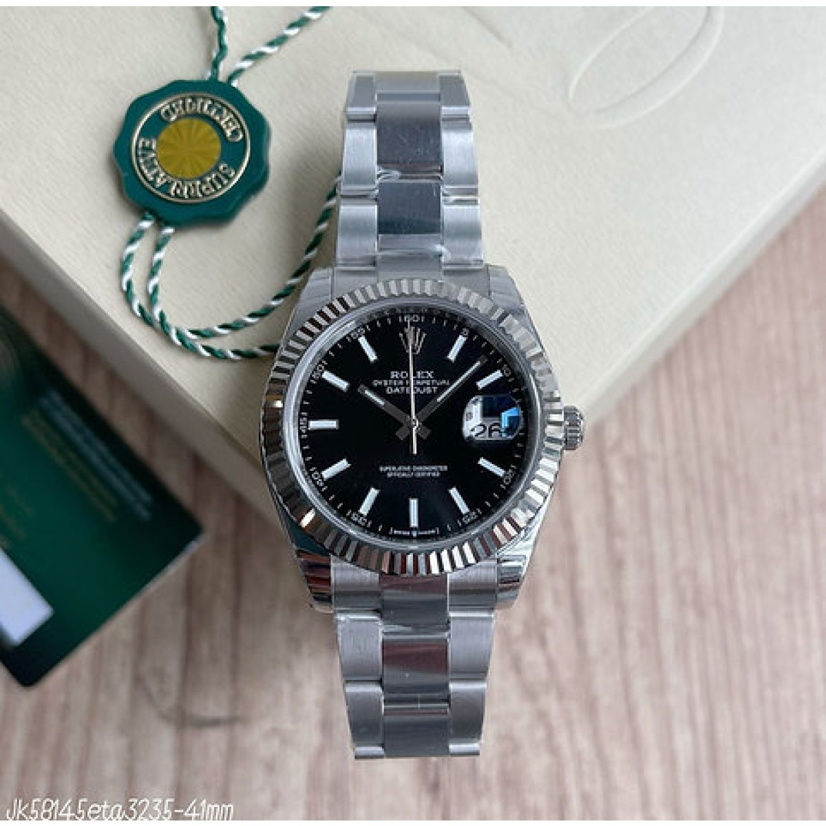 SUPER CLONE MÁQUINA ETA - ROLEX DATEJUST PRETO OYSTER 41MM
