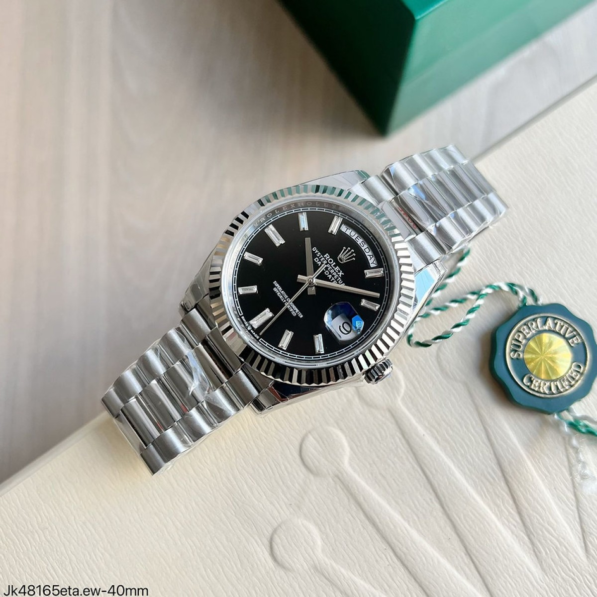 SUPER CLONE MÁQUINA ETA - ROLEX DAY-DATE PRETO 40MM