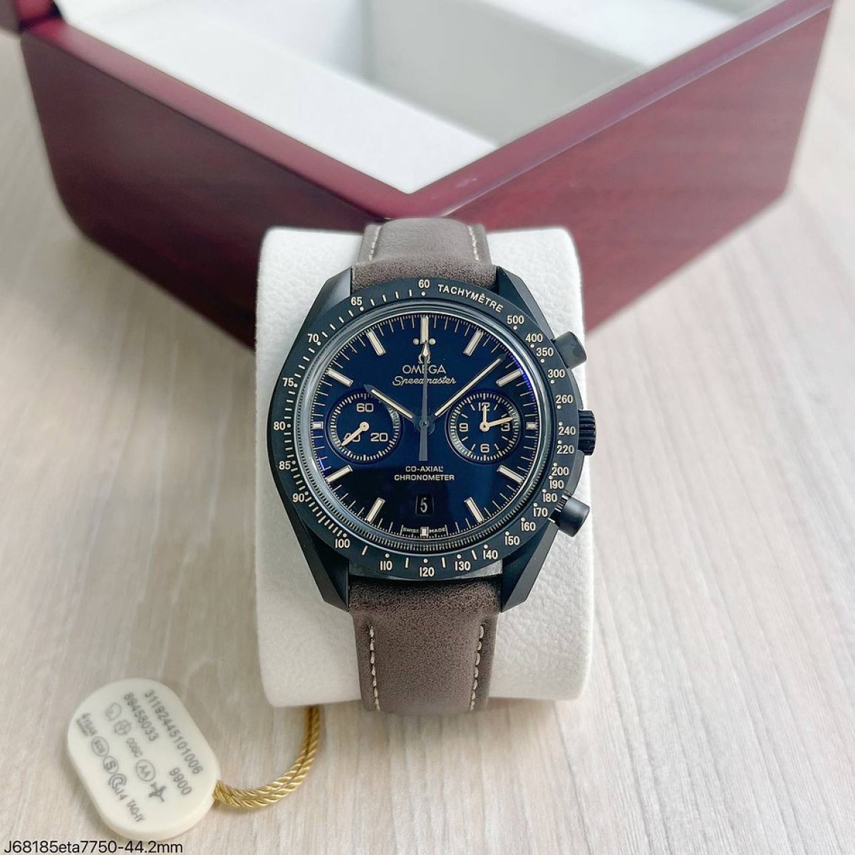 SUPER CLONE MÁQUINA ETA - OMEGA SPEEDMASTER DATE 44MM PRETO COURO